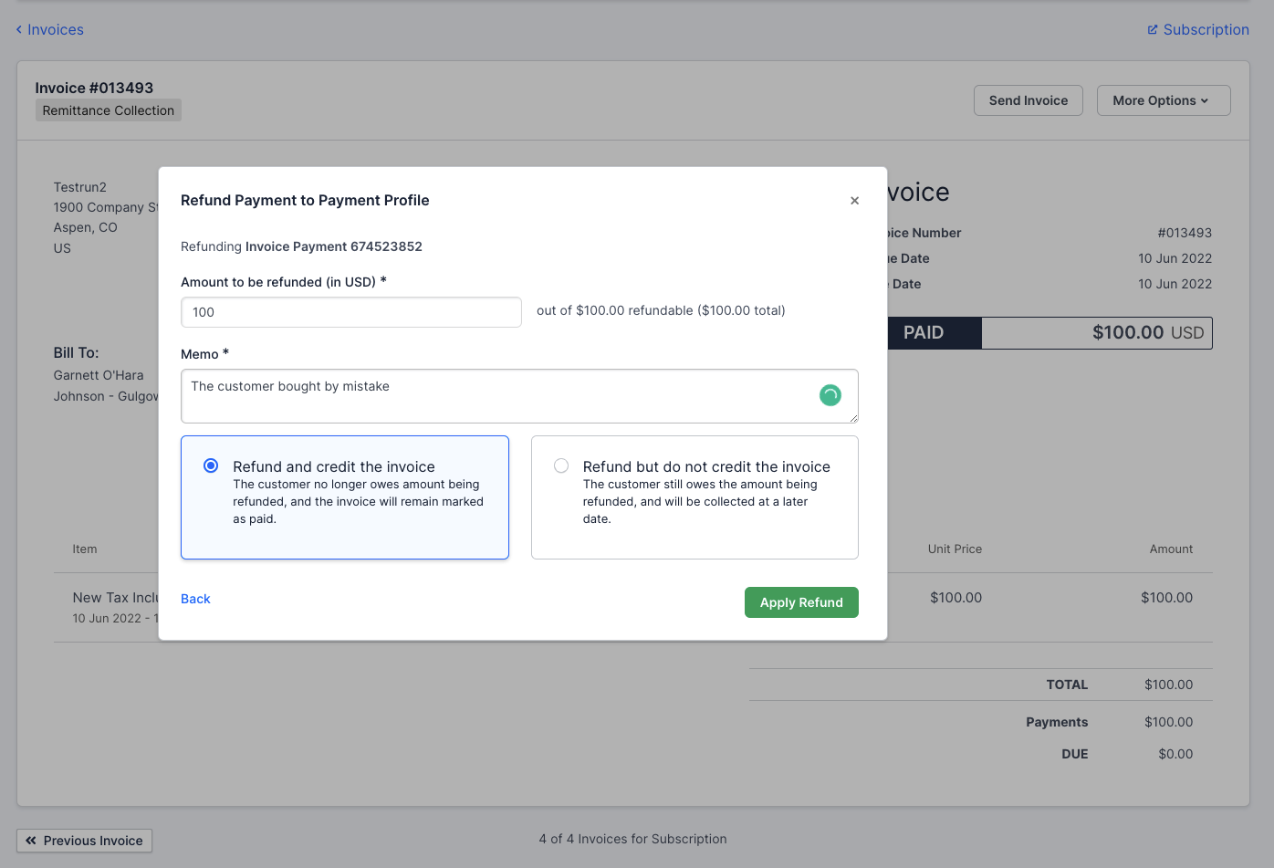 Refund an Invoice – Maxio